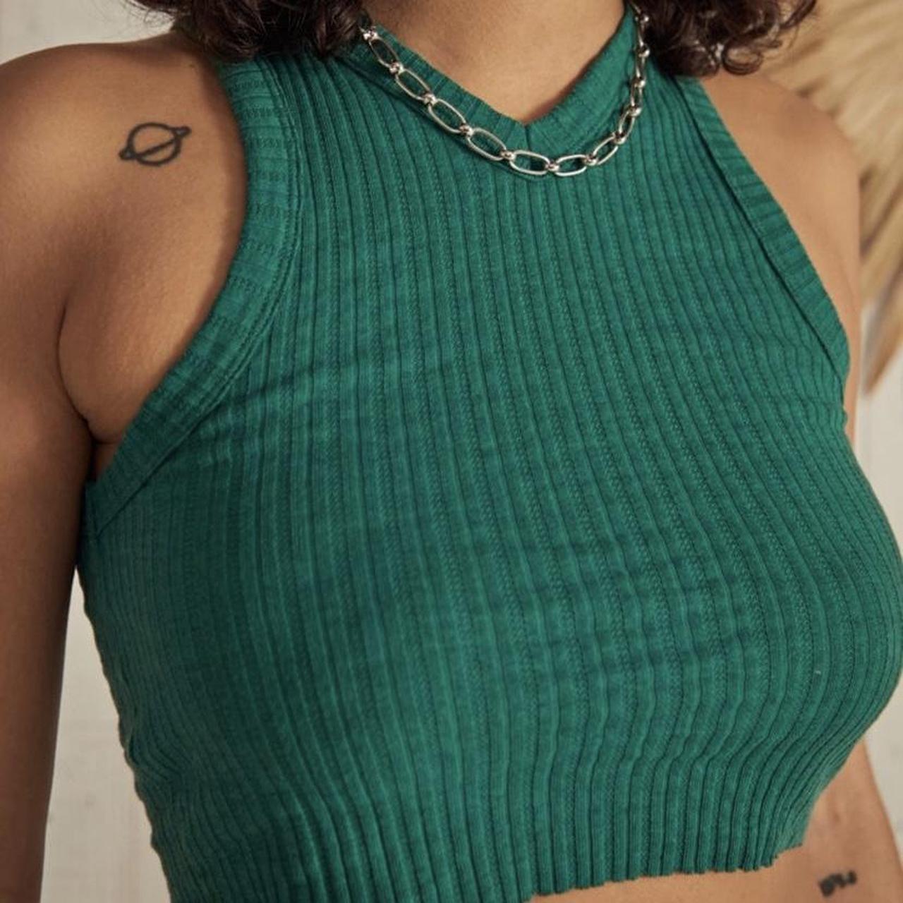 Urban Outfitters green v-neck knit vest In great... - Depop