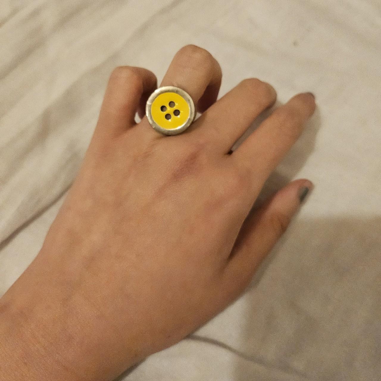 Yellow button ring 🌼 Coraline vibes 🐈‍⬛ ☆ Preloved ☆... | Depop