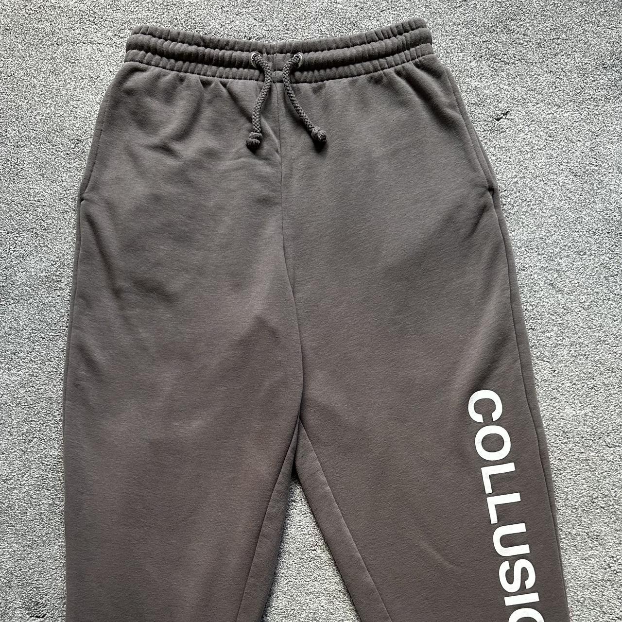 Dark Grey Collusion Unisex Logo Joggers. 8/10... - Depop