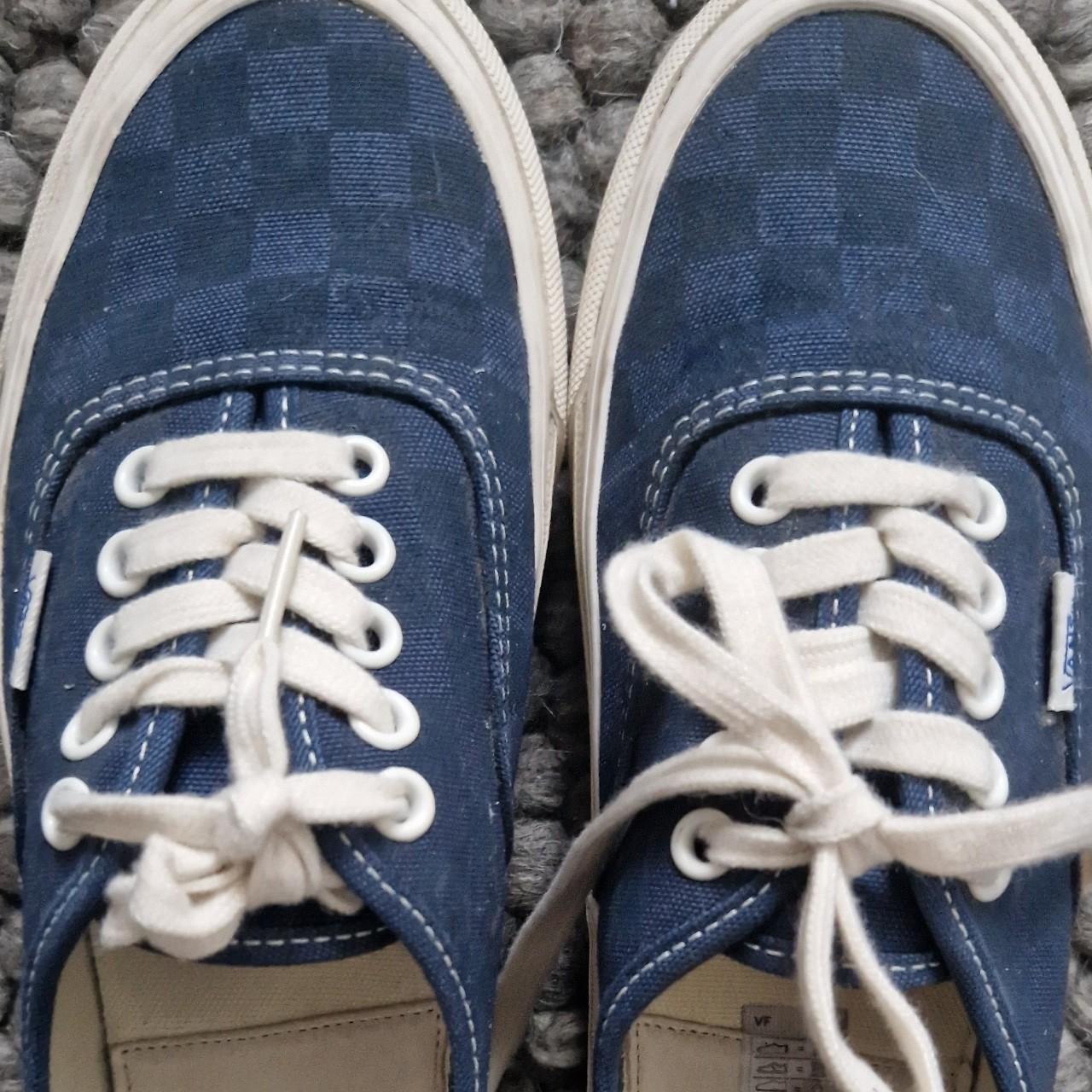 Vans authentic navy checkerboard design Size 6 Good... - Depop