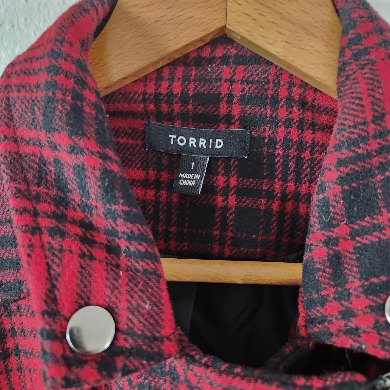 Torrid Moto Jacket Red Black Plaid Wool Blend Faux... - Depop