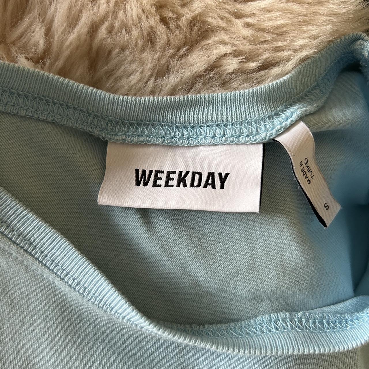 Baby blue Weekday crop top. Worn a couple of times.... - Depop