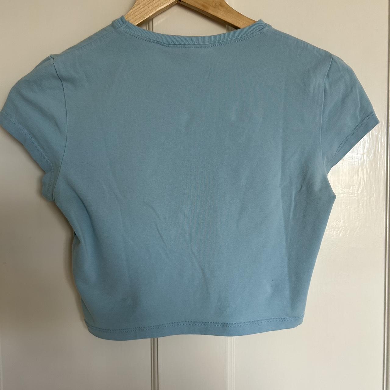 Baby blue Weekday crop top. Worn a couple of times.... - Depop