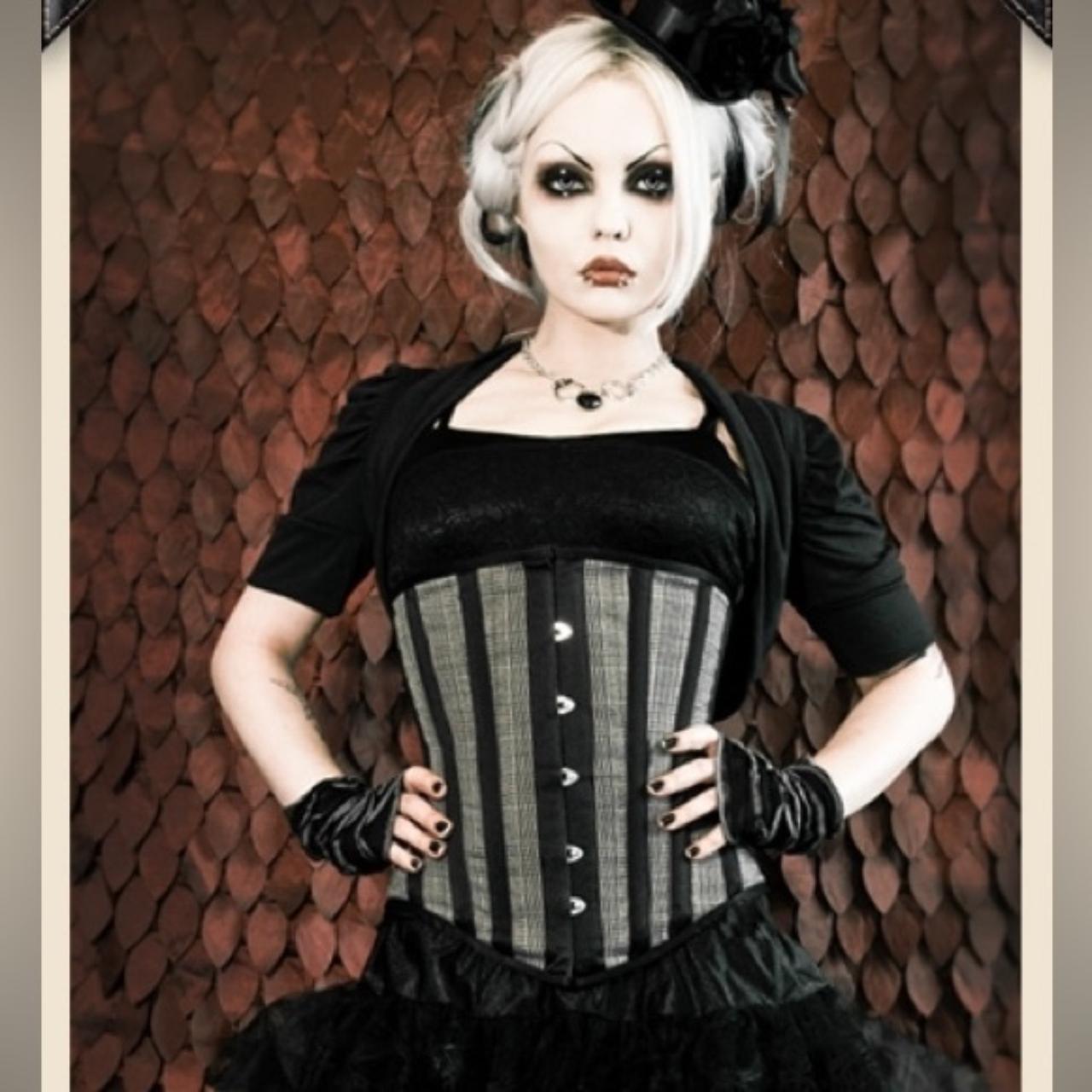 HEAVY RED Goth Victorian Plaid Waist Corset sz... - Depop