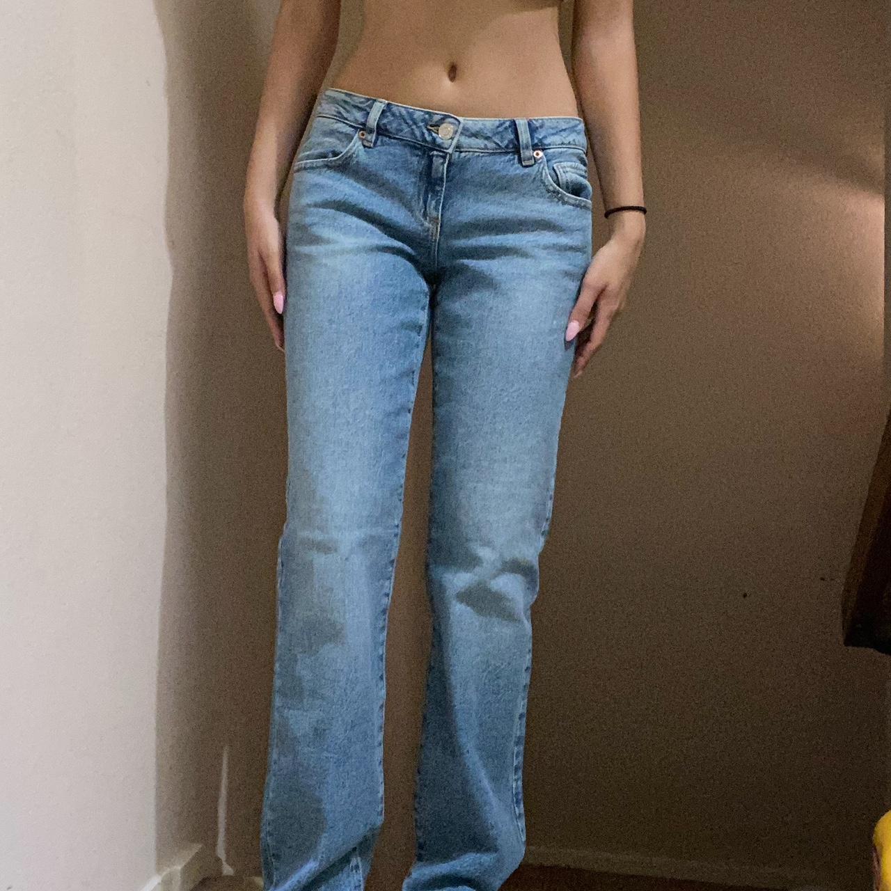 garage low rise mid wash jeans, ”Extreme Low Rise... - Depop