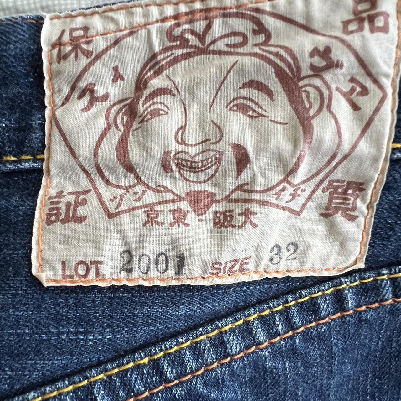 Rare Evisu denim jorts Iconic yellow color way Pull... - Depop