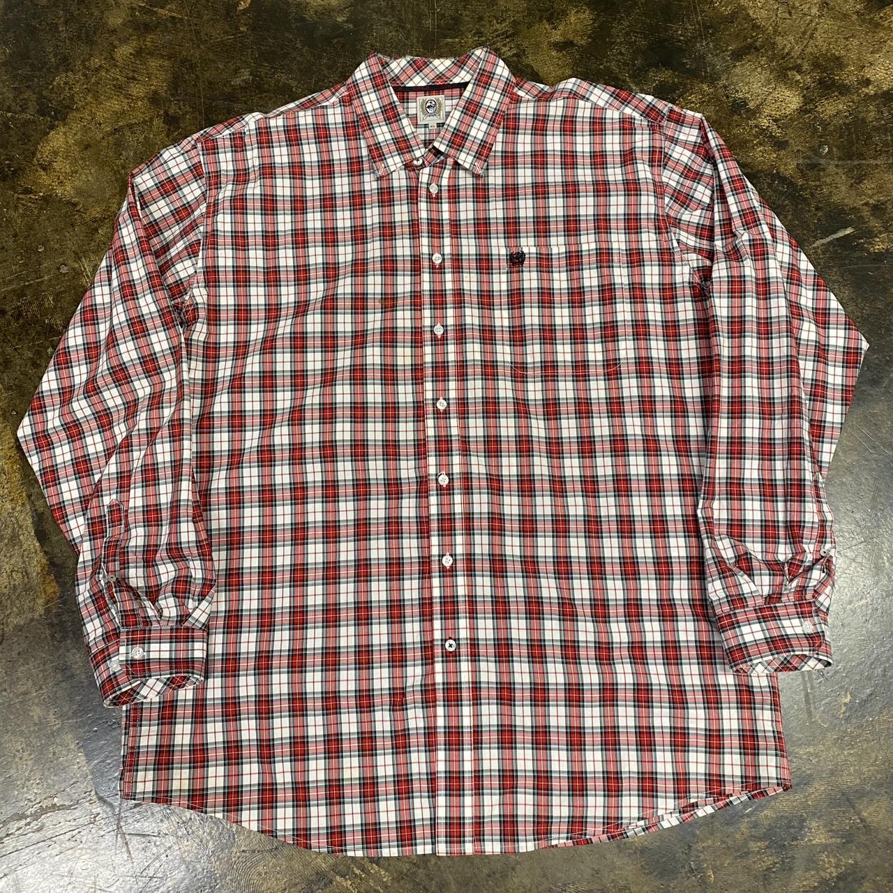 Cinch Red and White Plaid Button Up Long Sleeve... | Depop