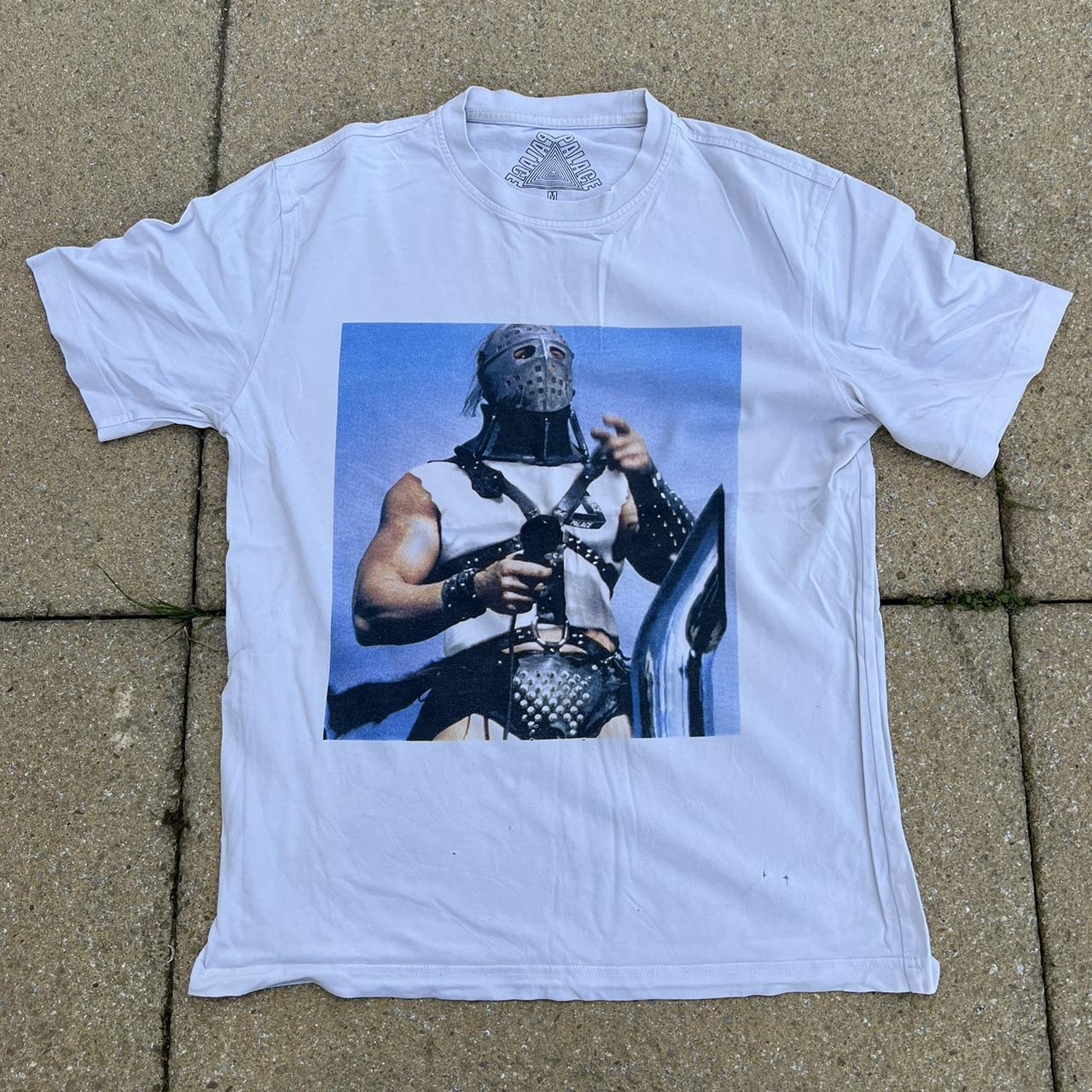 palace mad max tee size medium few tiny holes... - Depop