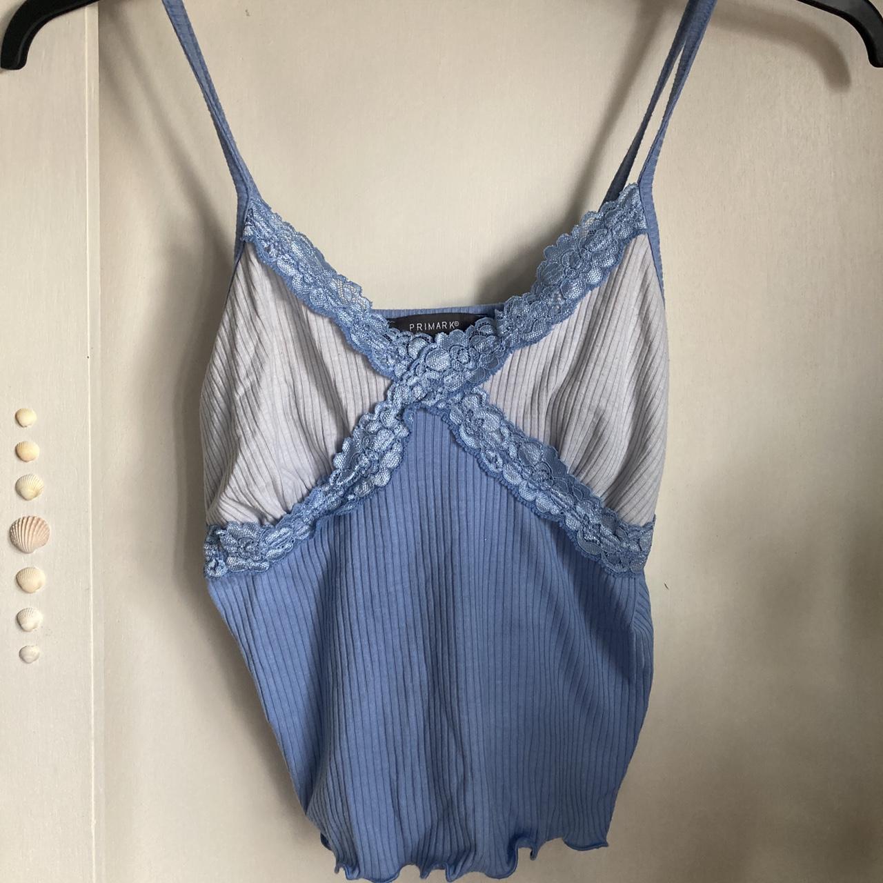 Primark blue lace cami, super cute and hardly worn,... - Depop