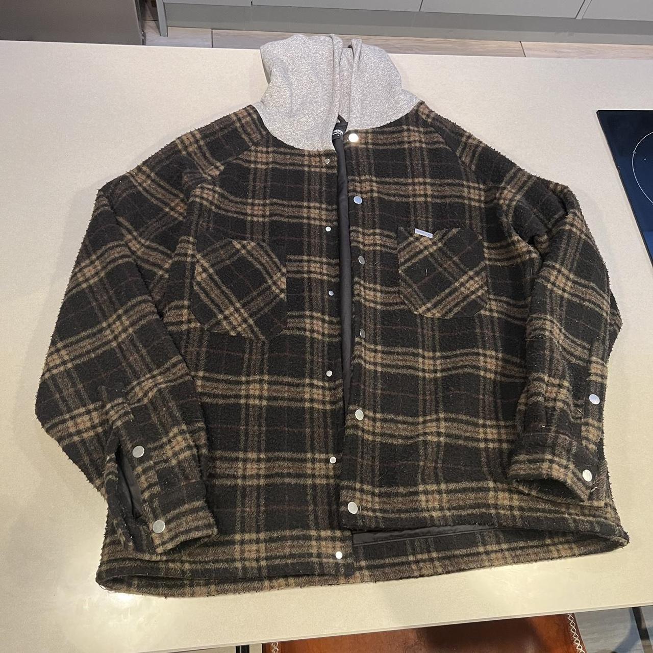 Represent Men's Hooded Flannel Jacket -... - Depop