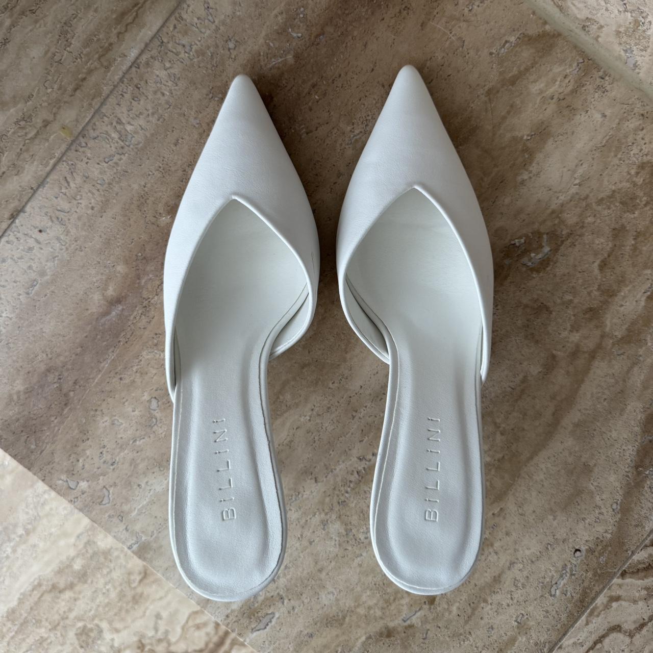 Billini Karey white mule heel Size 7 Worn once... - Depop