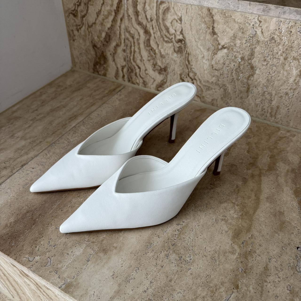 Billini Karey white mule heel Size 7 Worn once... - Depop