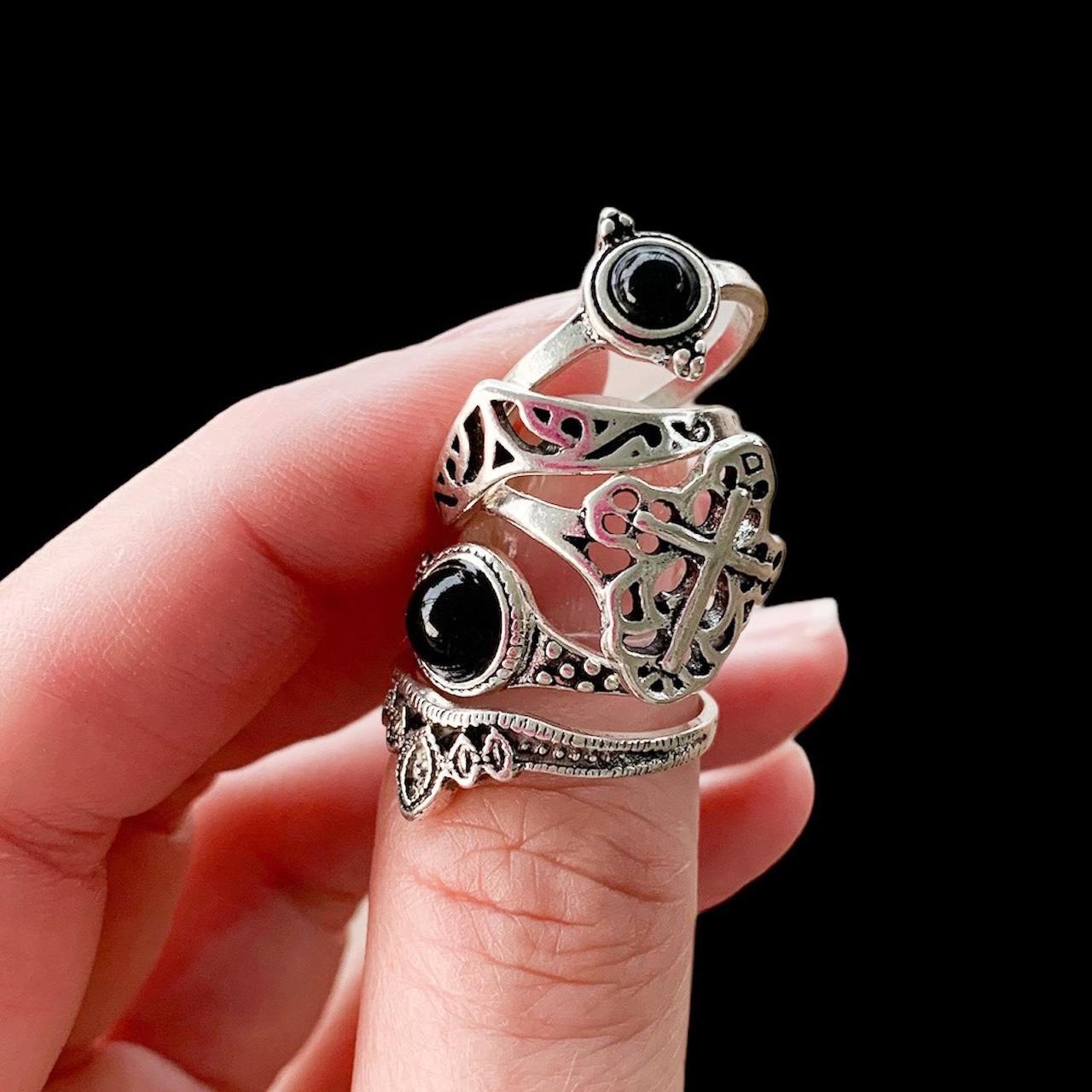 “The Mall Goth” 5 Ring Bundle All different sizes... - Depop