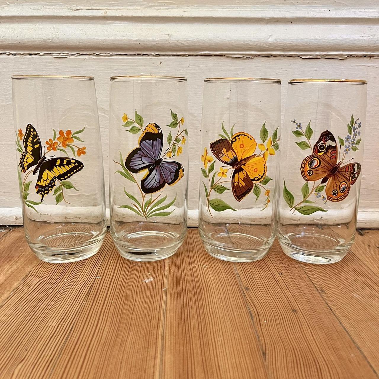 Vintage butterfly glasses, set of four. Quite large... - Depop