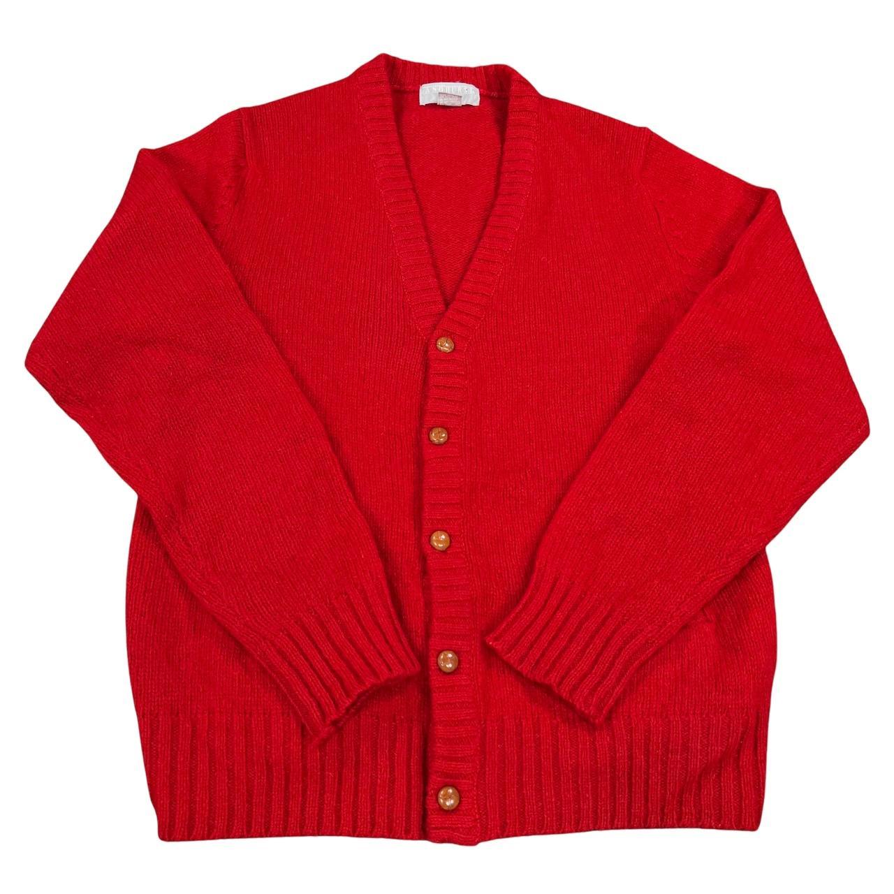Vintage 90s Andhurst Cardigan Sweater Large Mens Red... - Depop