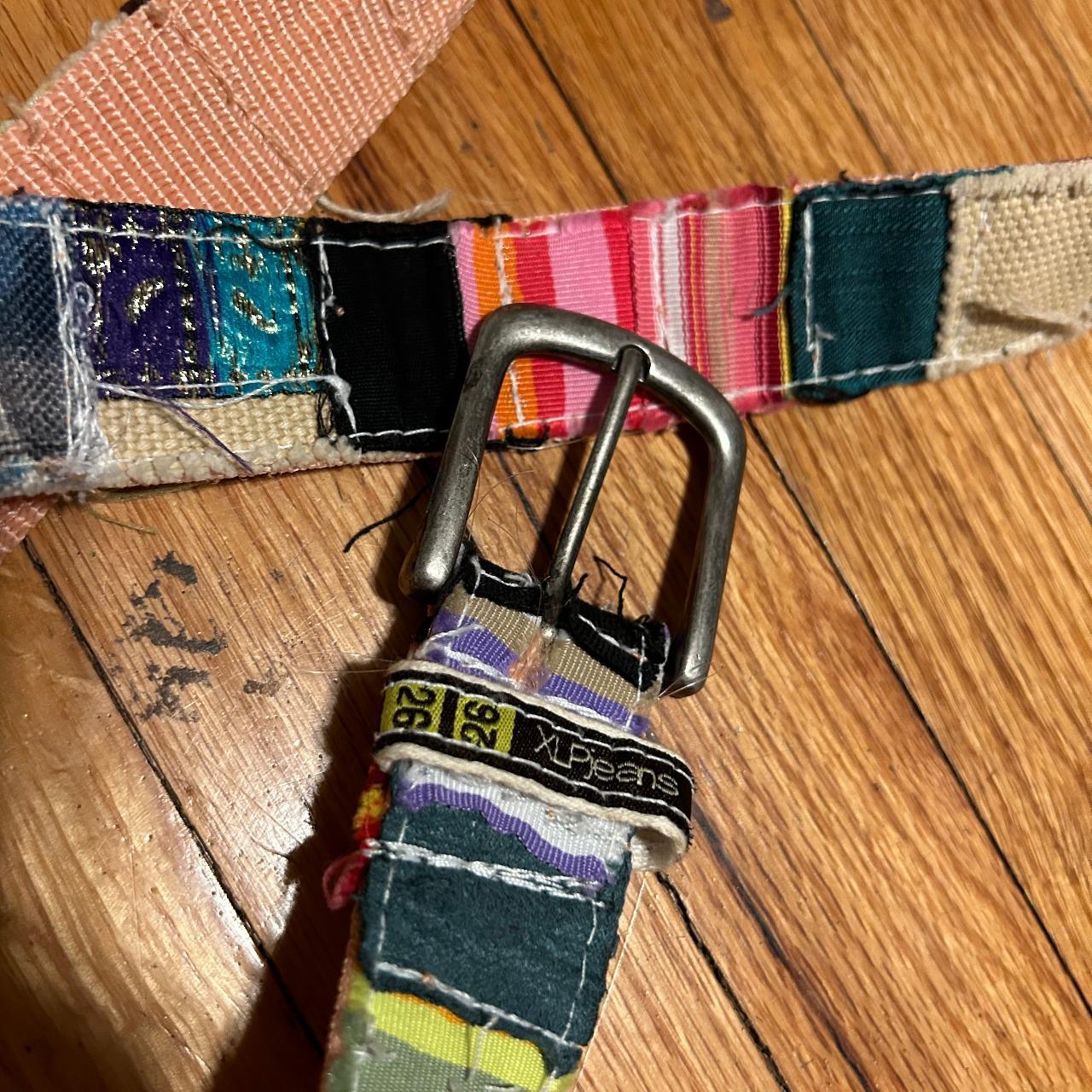 XLPjeans Patchwork Belt. Size 26. Super colorful,... - Depop