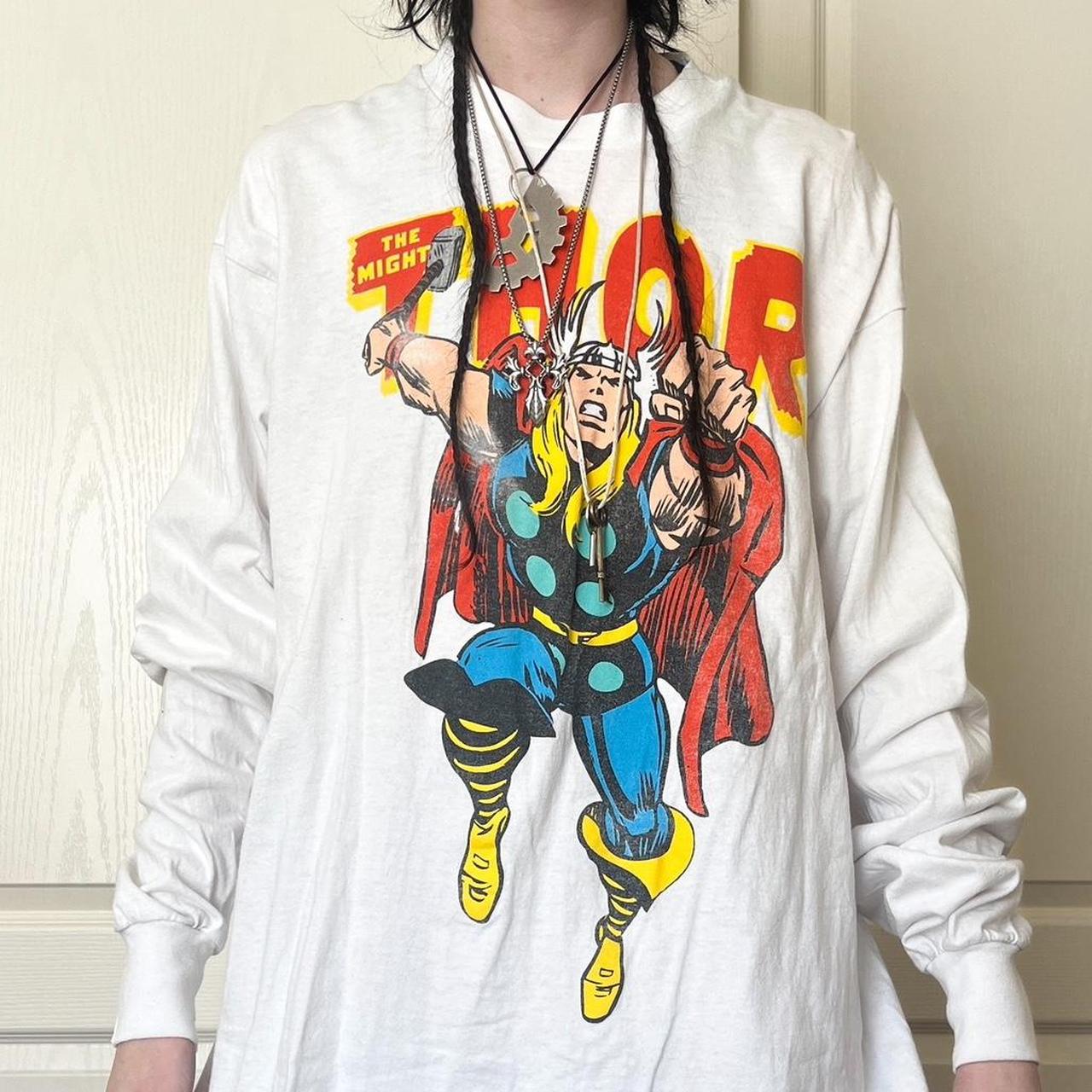 Long sleeve white Marvel Comics Thor tee shirt!... - Depop
