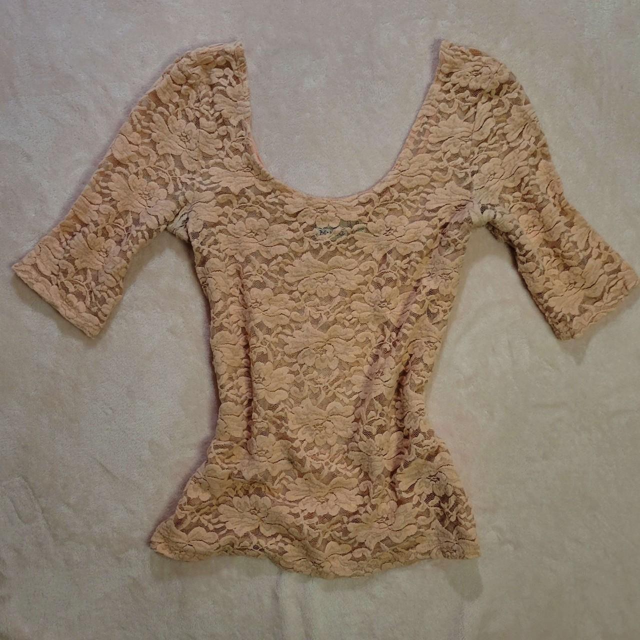 Beautiful Mudd Coral pink scoop-neck Floral Lace top... - Depop