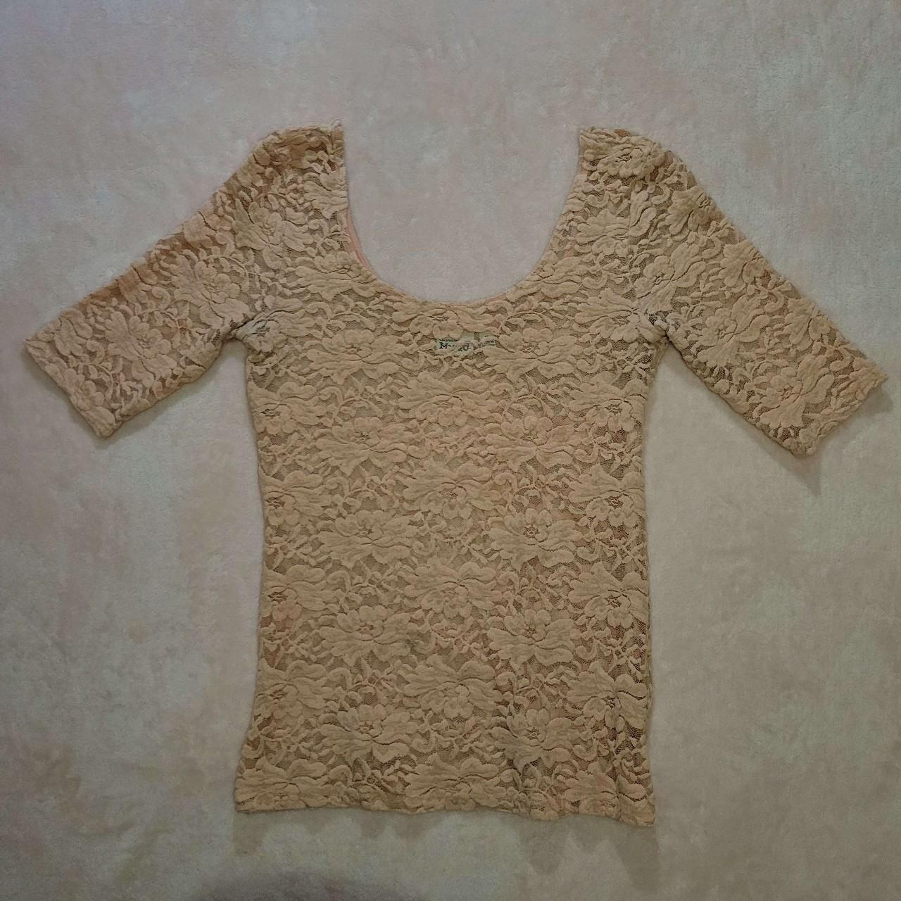Beautiful Mudd Coral pink scoop-neck Floral Lace top... - Depop