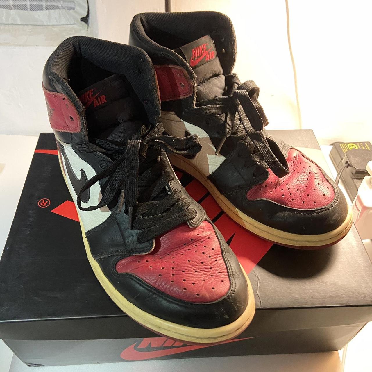 Natural Aged Vintage Air Jordan 1 Bred Toe High... - Depop