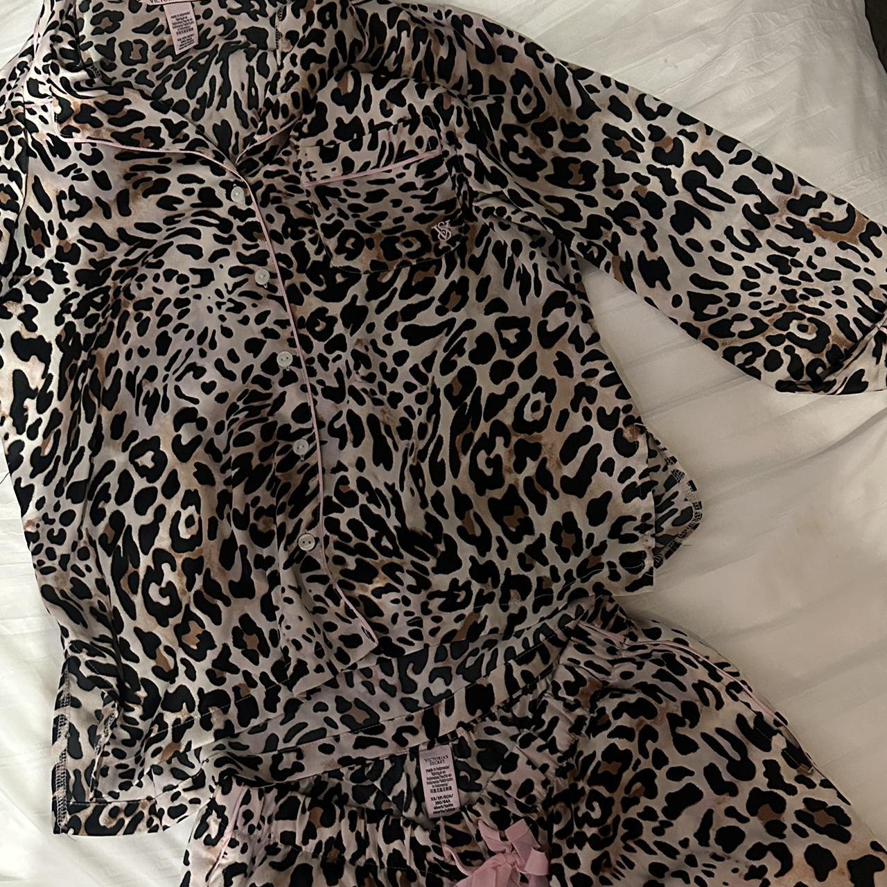 Victoria’s Secret leopard print silk pyjamas set... - Depop