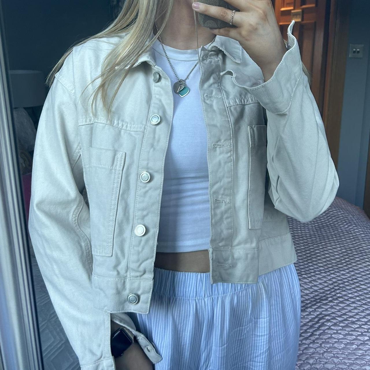 Beige denim jacket from pep&co. Size small / 8. Good... - Depop