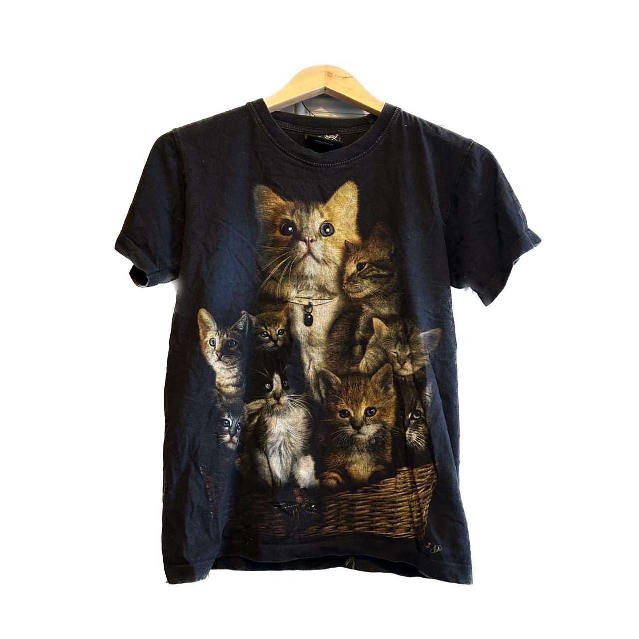 Gothic graphic cat print T-shirt Same print on... - Depop