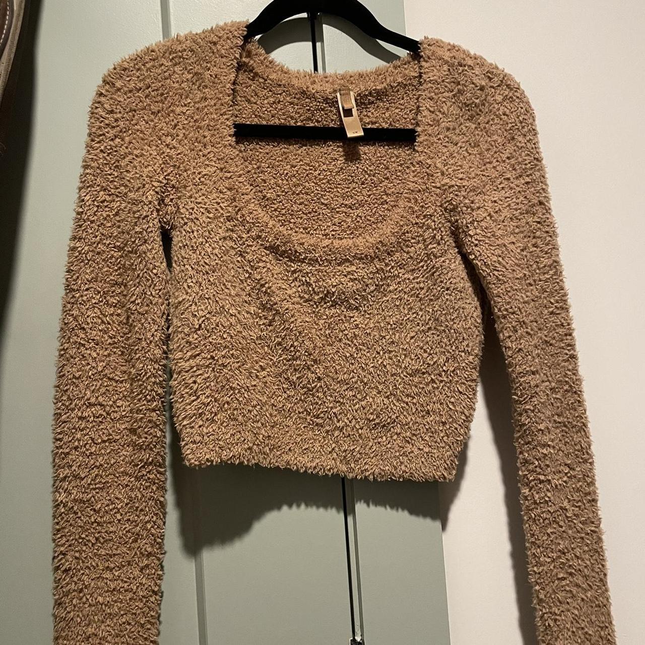 skims cozy knit cropped scoop neck long sleeve... - Depop