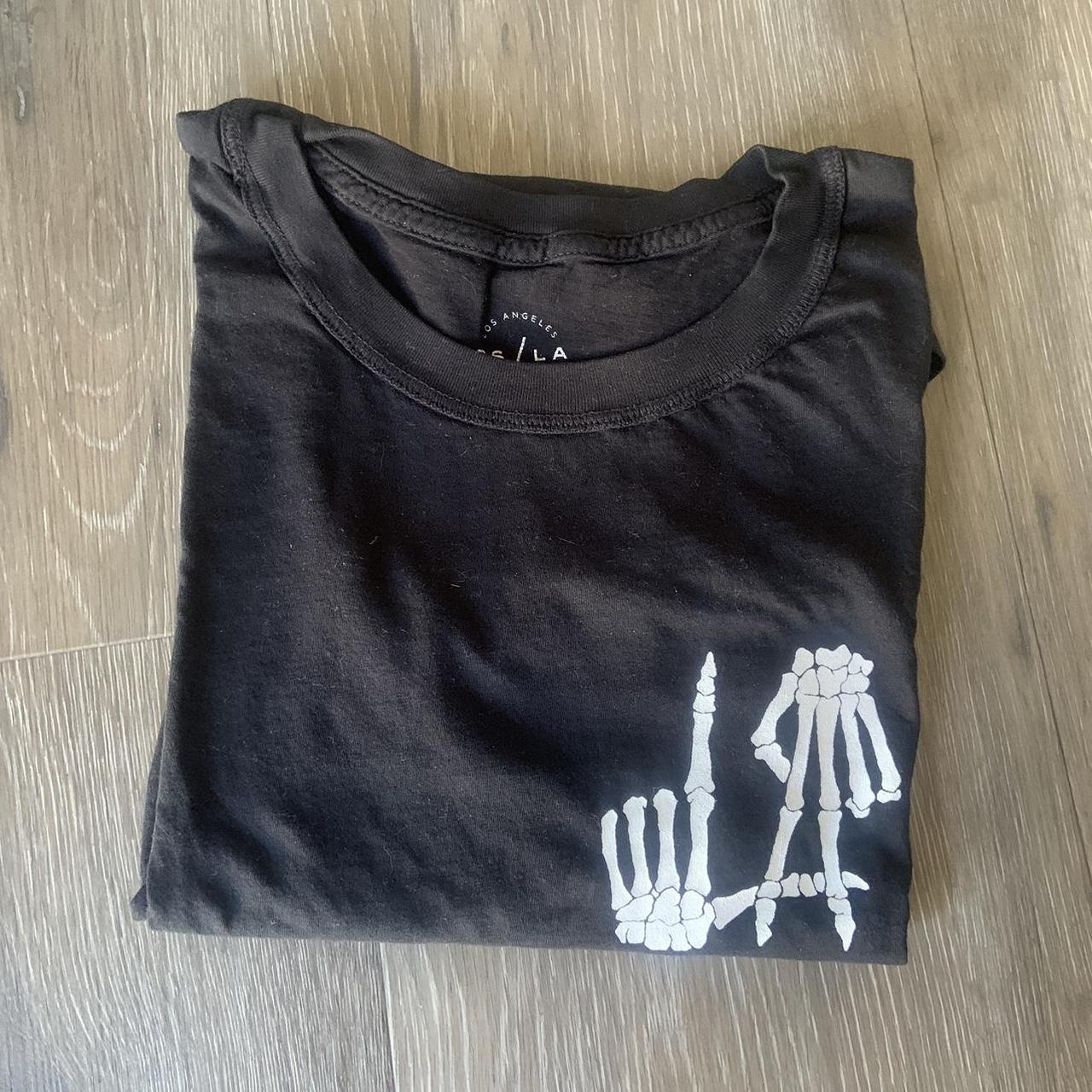 Skeleton Hand Los Angeles tshirt in girls medium.... - Depop