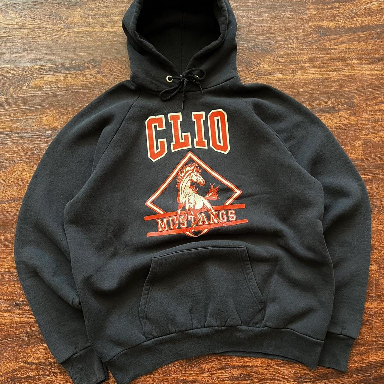 Vintage 90s CLIO Mustangs Fruit Of The Loom Hoodie... - Depop