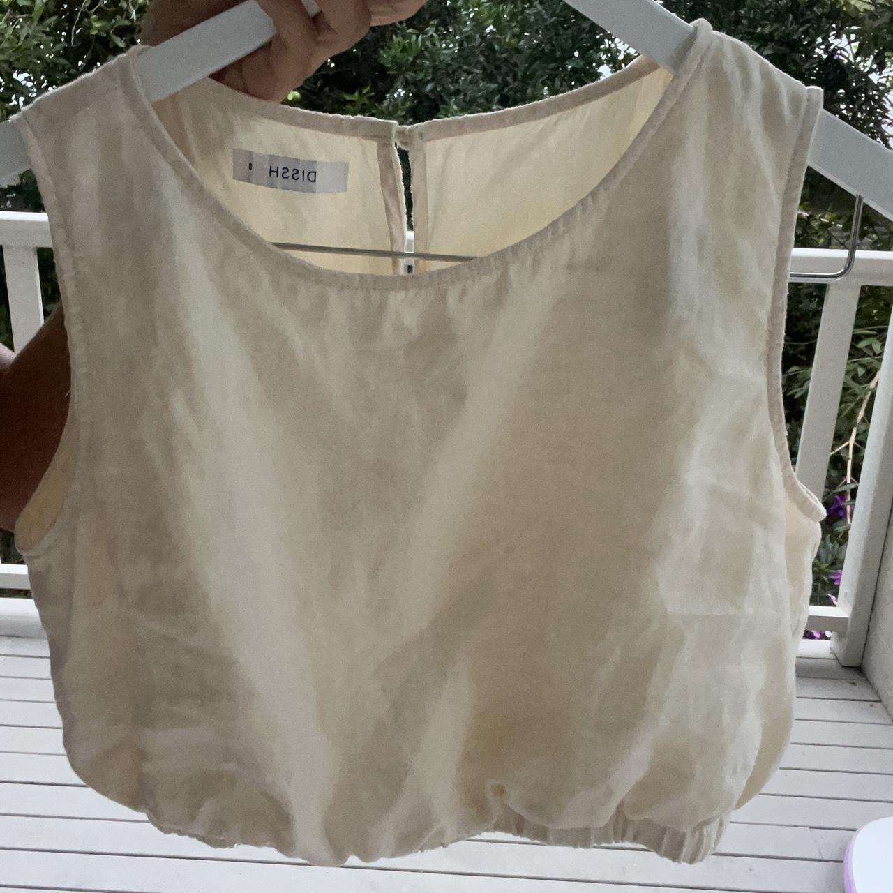 DISSH Dylan Cream Linen Crop Top size 8 RRP... - Depop