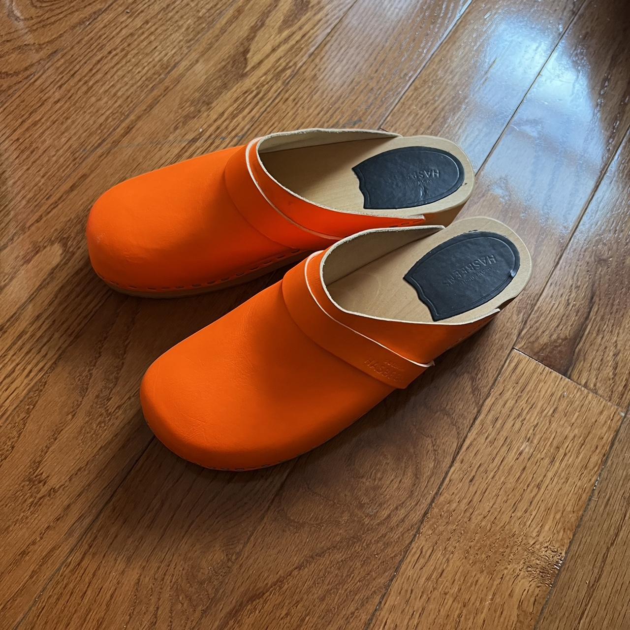 Swedish Hasbeens Women's Orange Clogs | Depop