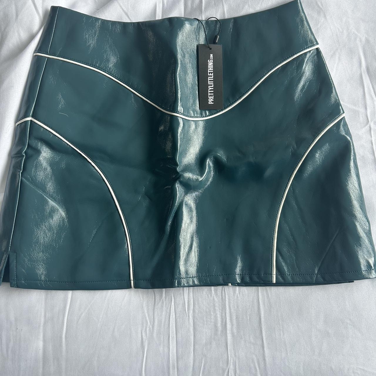 Leather teal mini skirt. New with tags. Great... - Depop