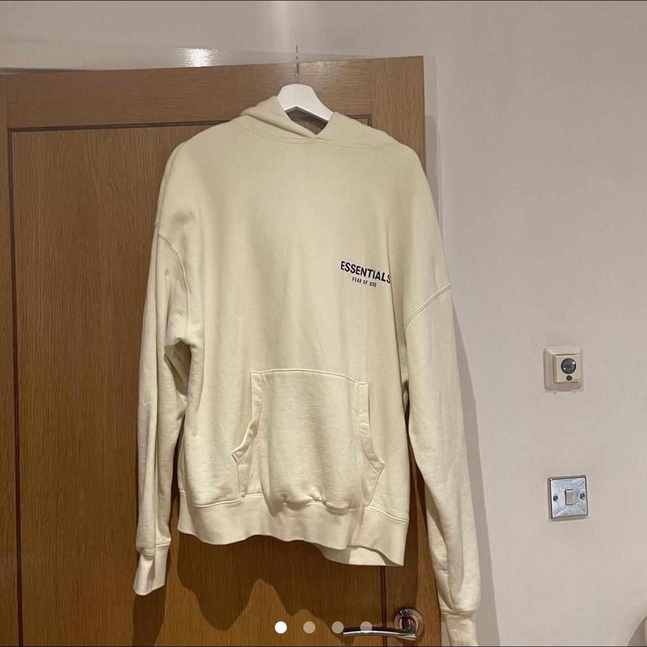 Fear of God Men's Cream and White Hoodie | Depop