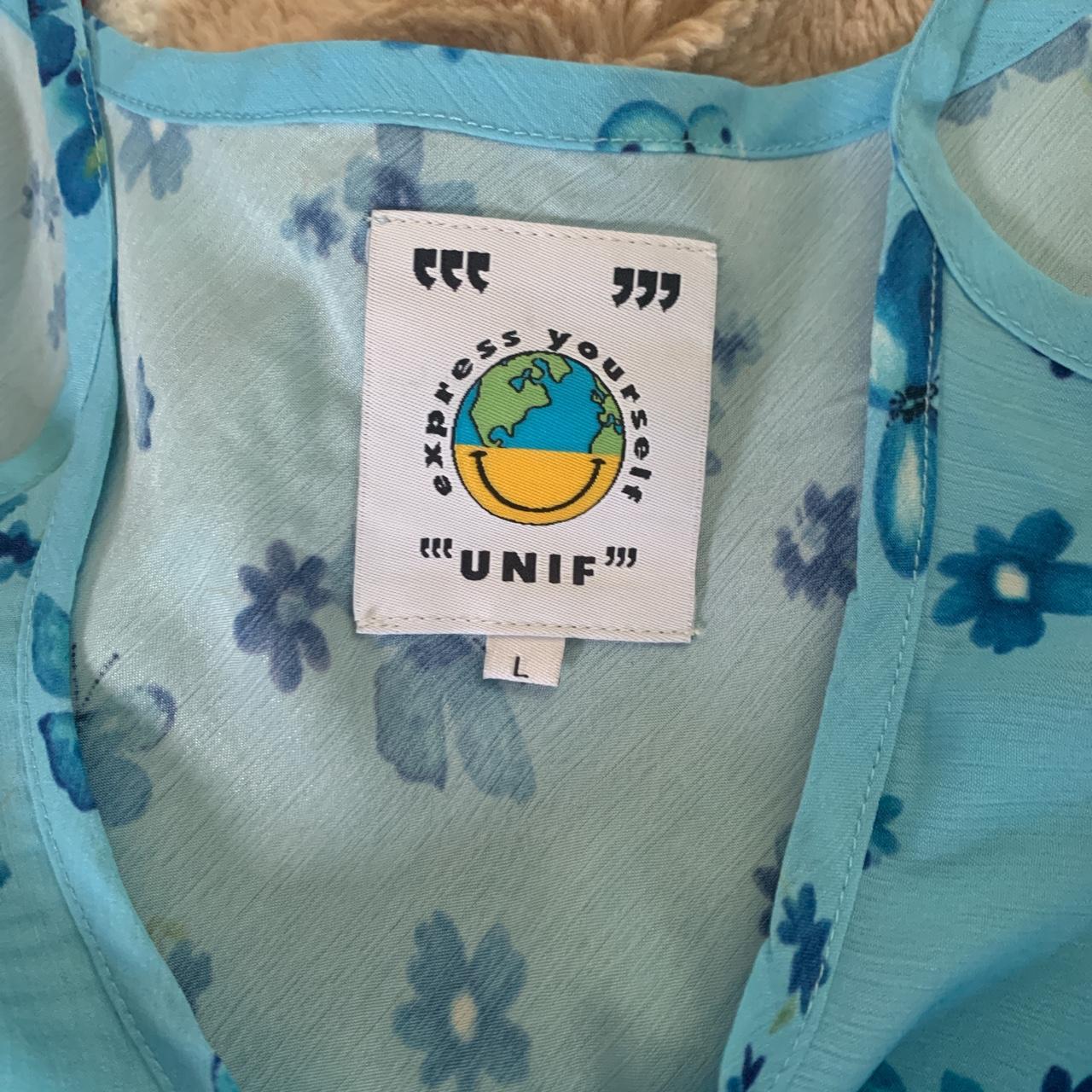 Unif Morpho Dress Blue dress with butterfly and... - Depop