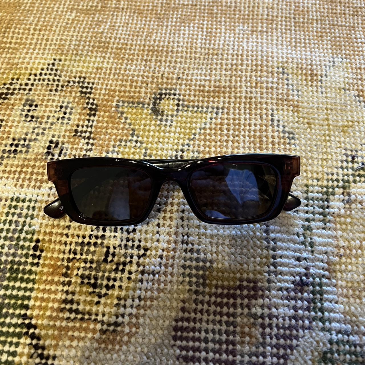 Brown rectangle sunnies with gold eyelet Brand new! - Depop