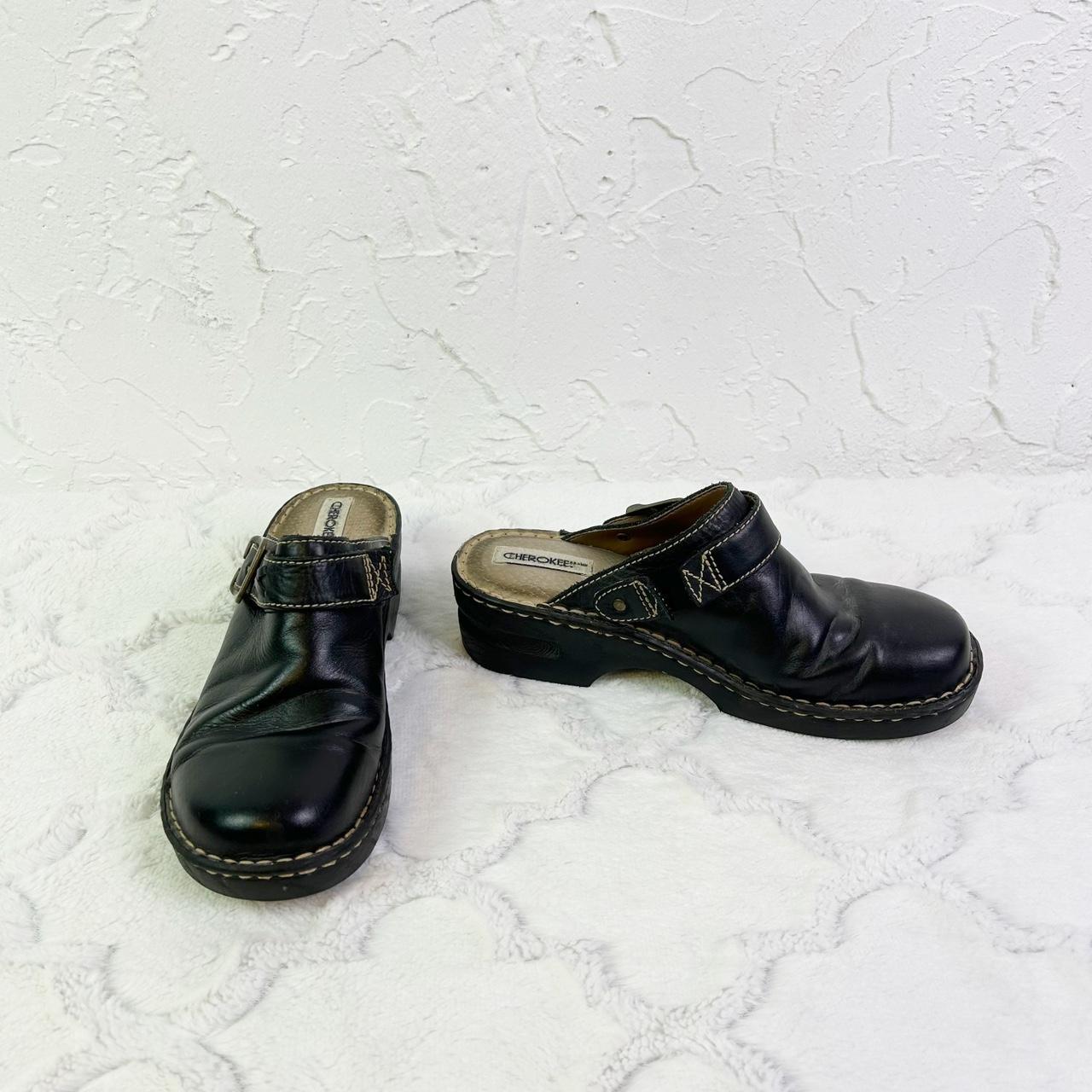 Vintage 90s Y2K Black Slip On Platform Clogs Size 9... - Depop