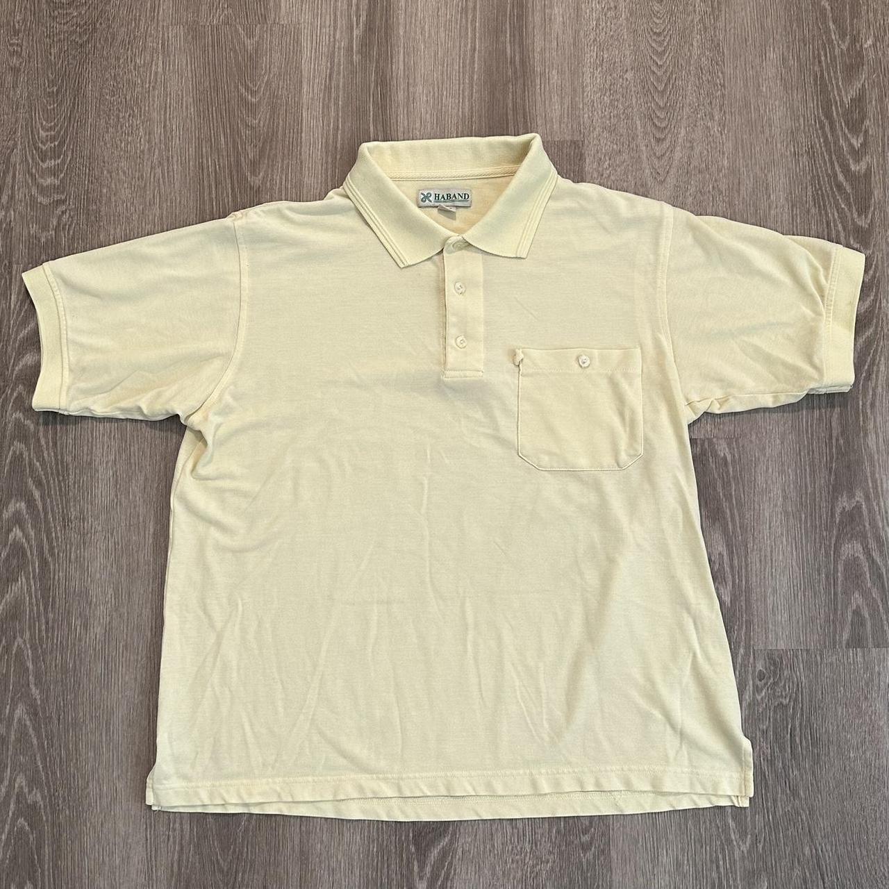 Haband L Vintage Yellow Polo with Banded Sleeves - Depop