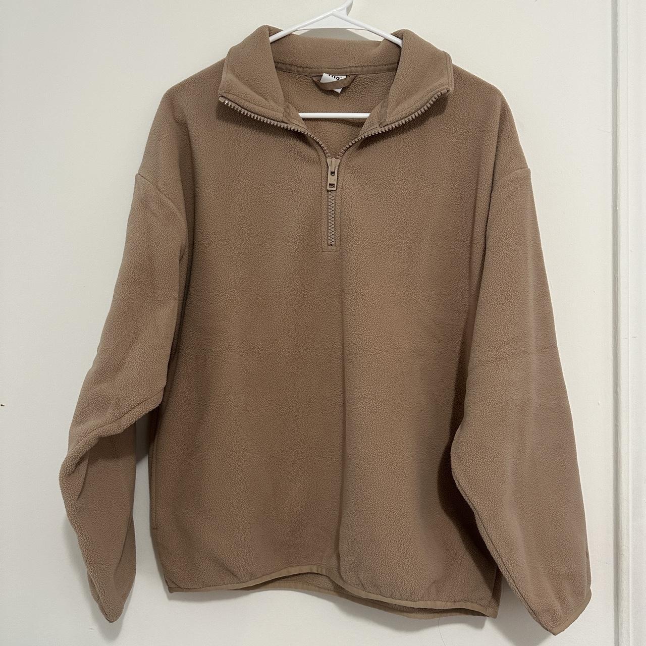 Aritzia tna polar fleece half zip in brown/taupe.... - Depop