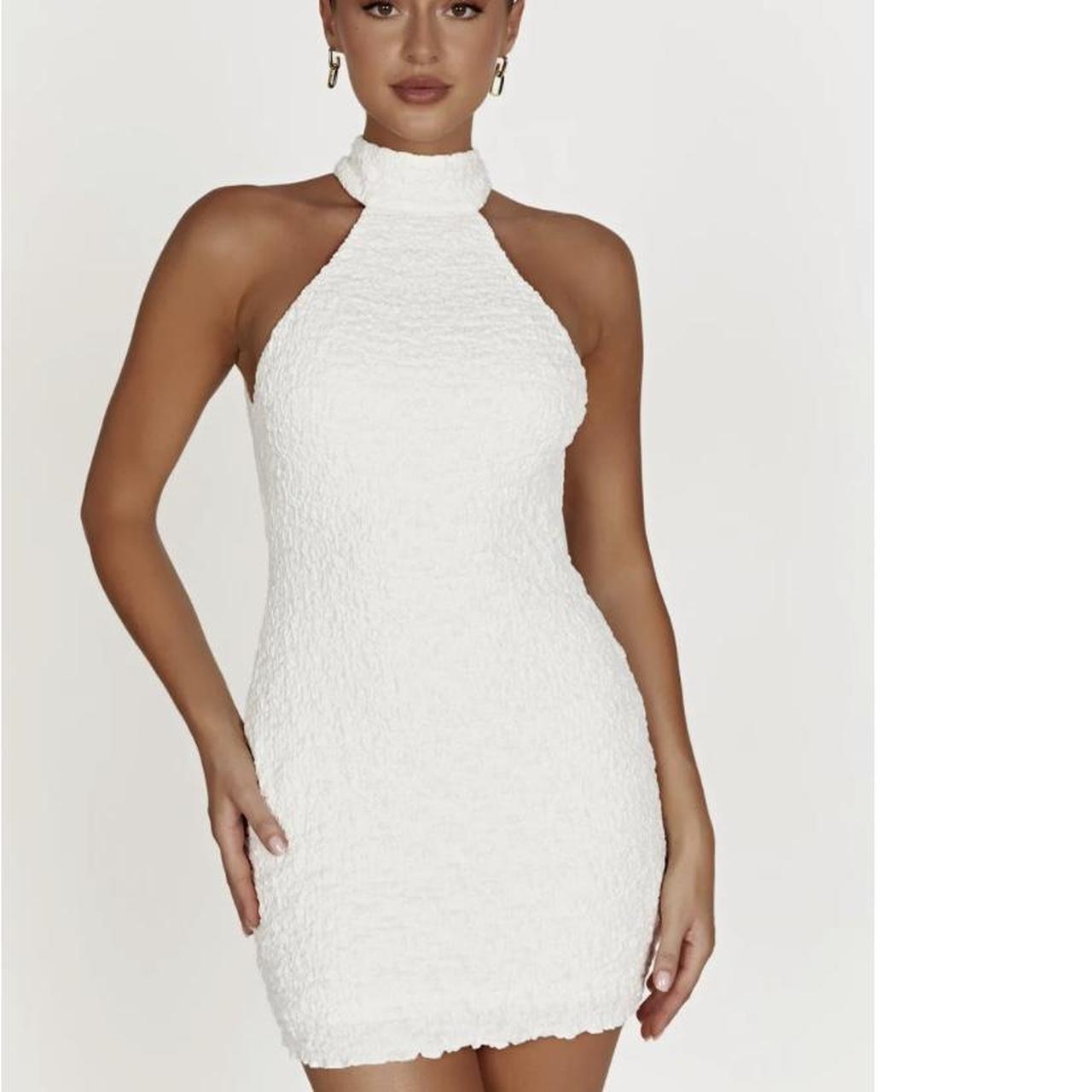 Womens white meshki dress size 8 worn once perfect... - Depop