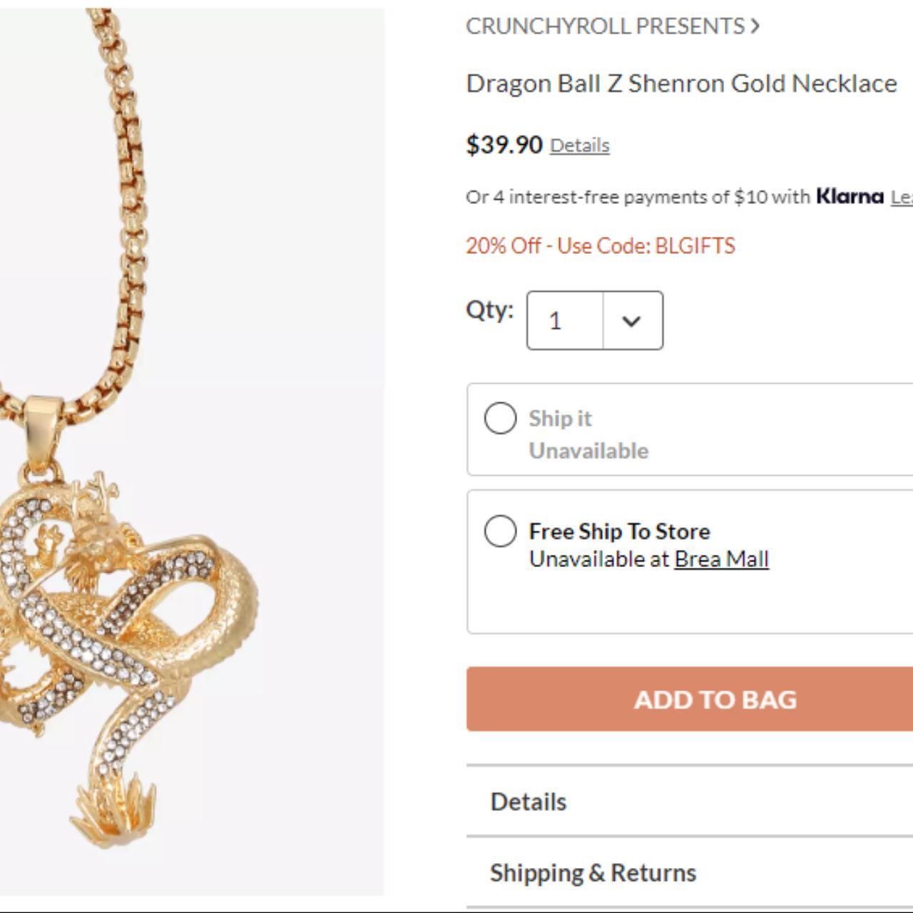 Dragon Ball Z Shenron Gold Necklace - Boxlunch x... | Depop