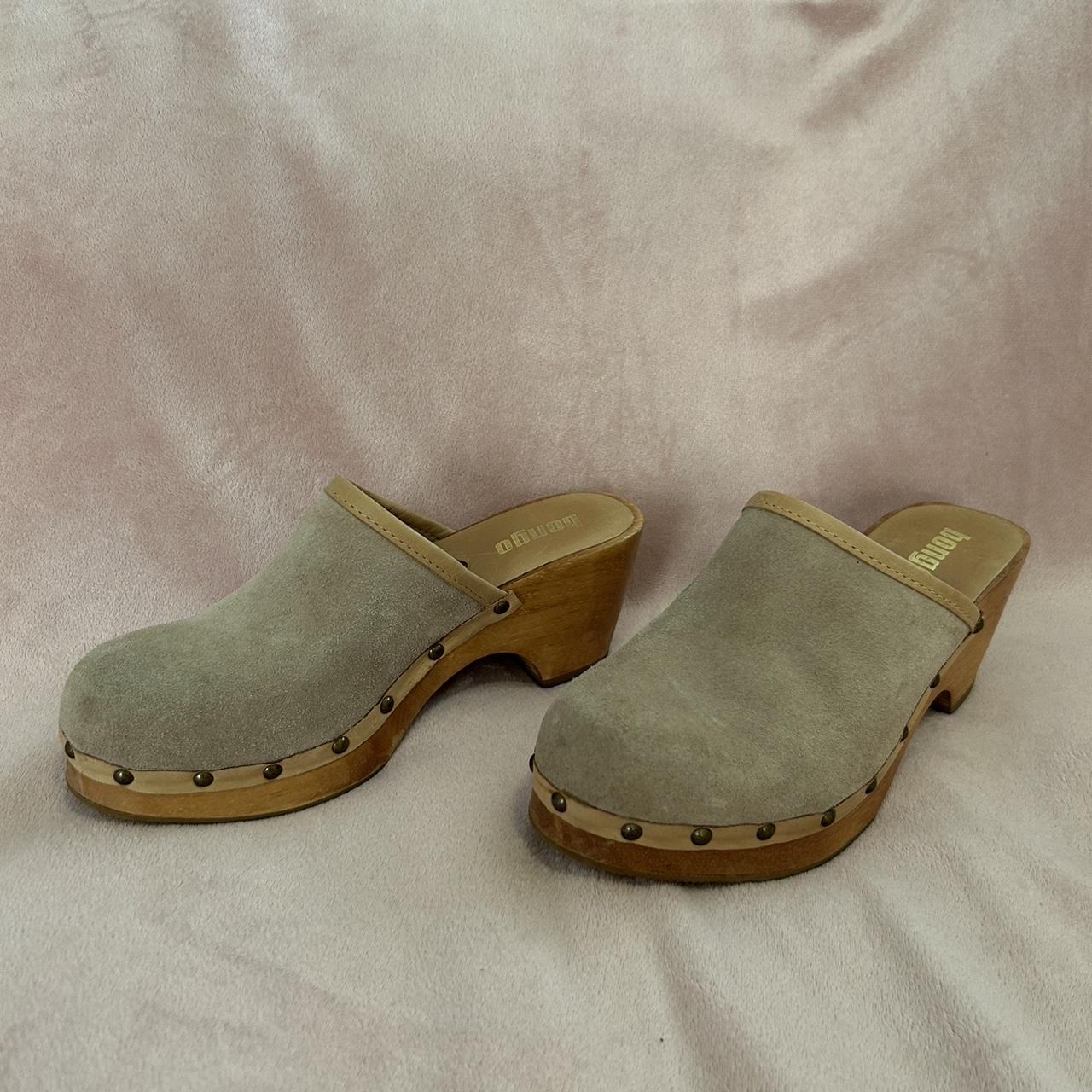 Vintage Bongo clogs 🌟 suede studded wooden platform... - Depop