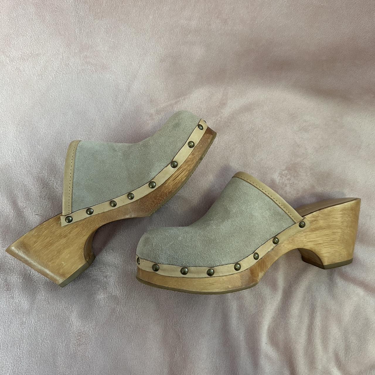 Vintage Bongo clogs 🌟 suede studded wooden platform... - Depop