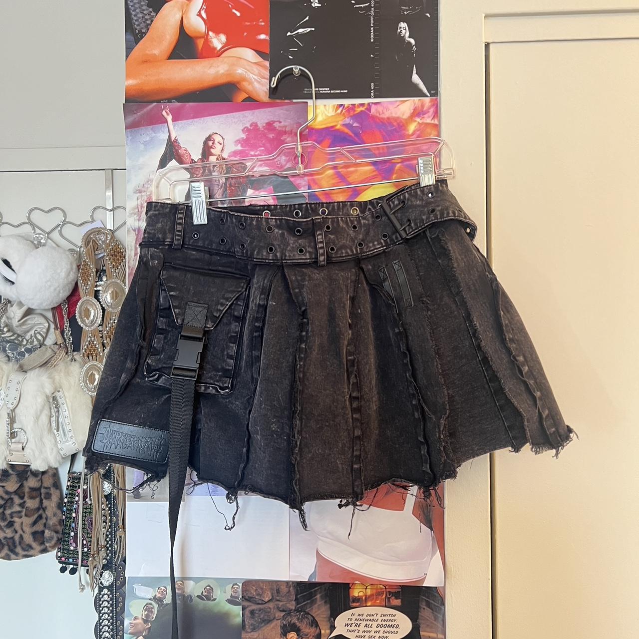 Darker Wave Reverb Pleated Washed Charcoal Denim... - Depop