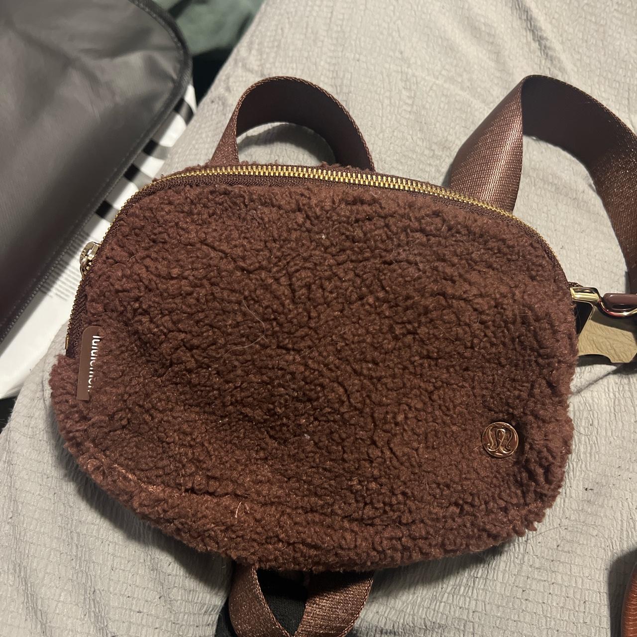 Lulu lemon brown fluffy belt bag Good condition - Depop