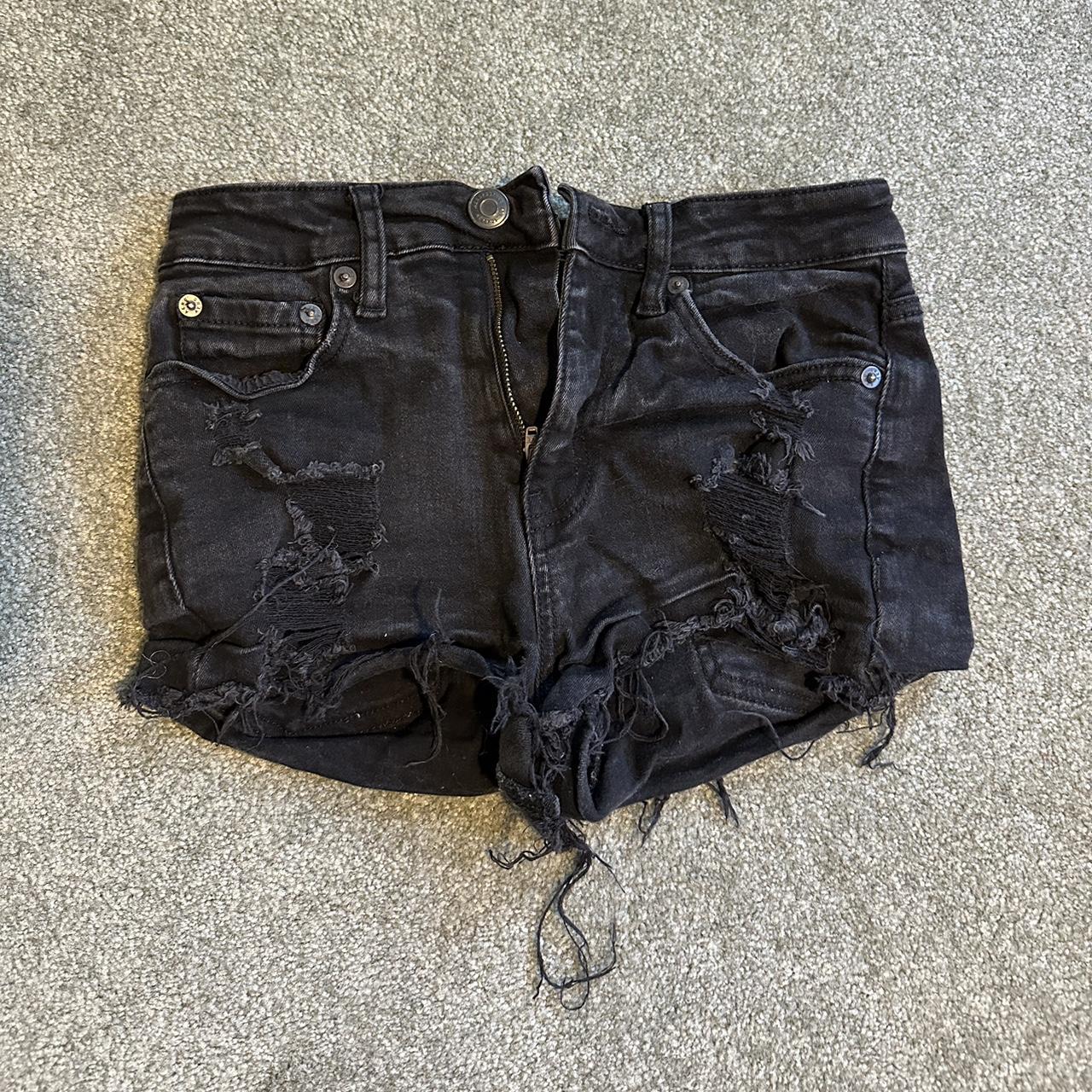 Aeropostale high rise shorty distressed jean shorts... - Depop