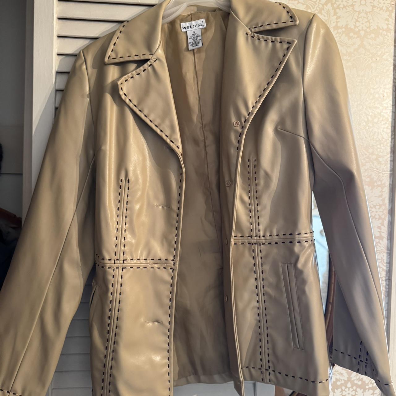 70s style stitched tan jacket - Depop