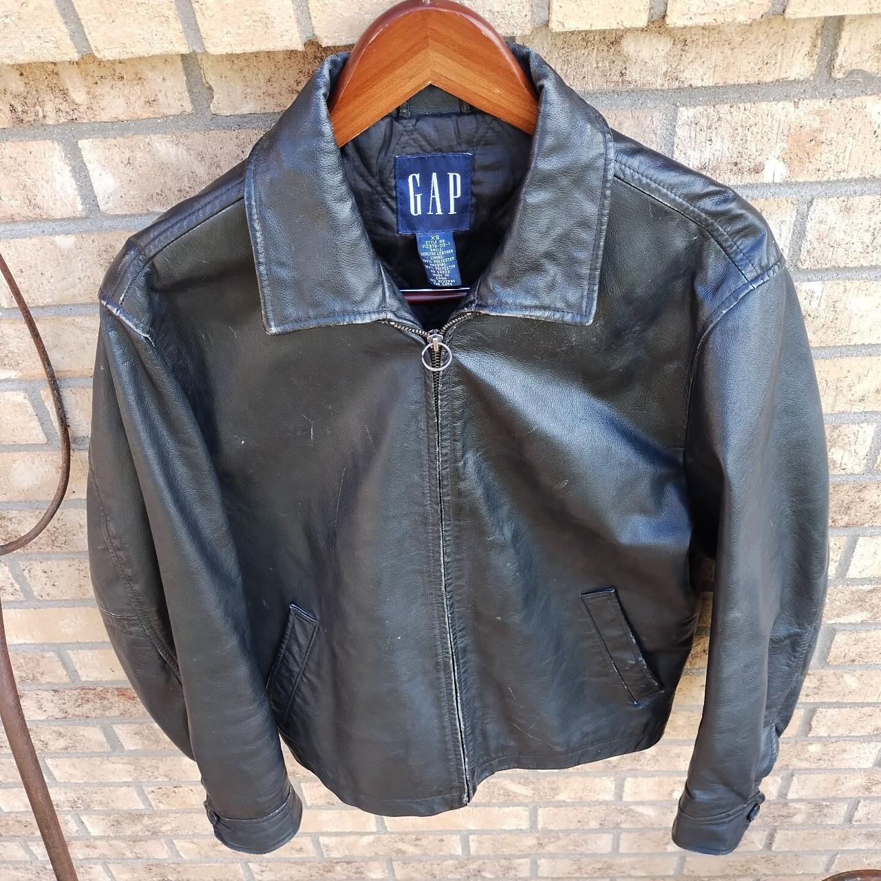 Vintage GAP Leather Jacket Genuine Leather... - Depop