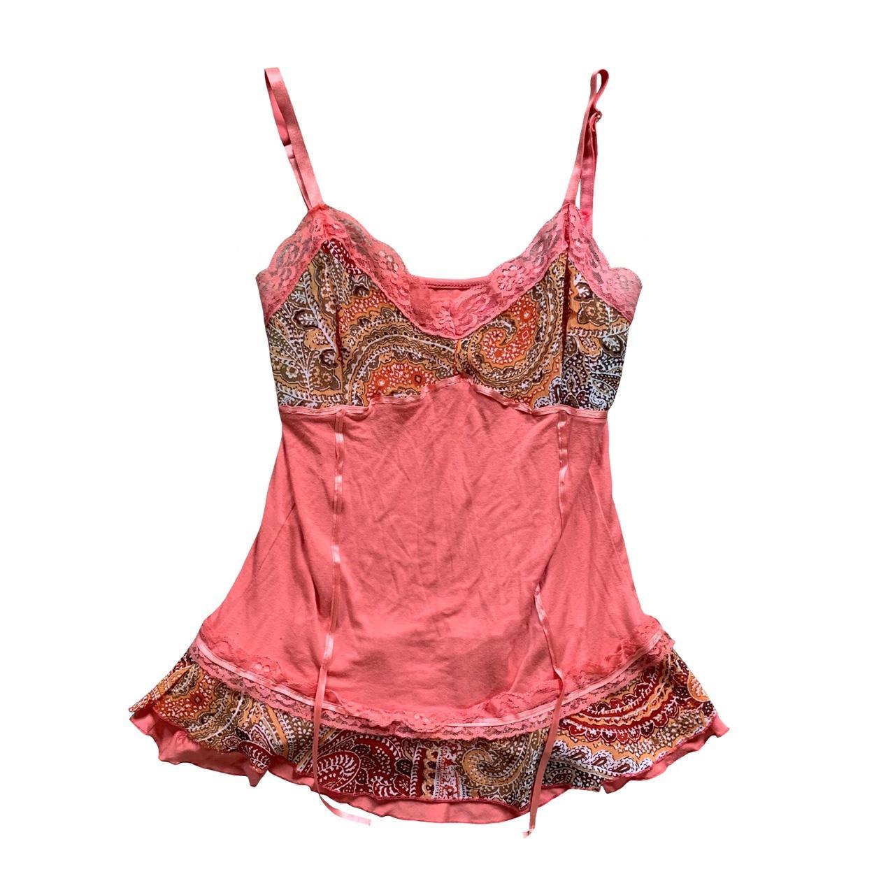 Pink Boho Cami Top Coral pink and paisley floaty... - Depop