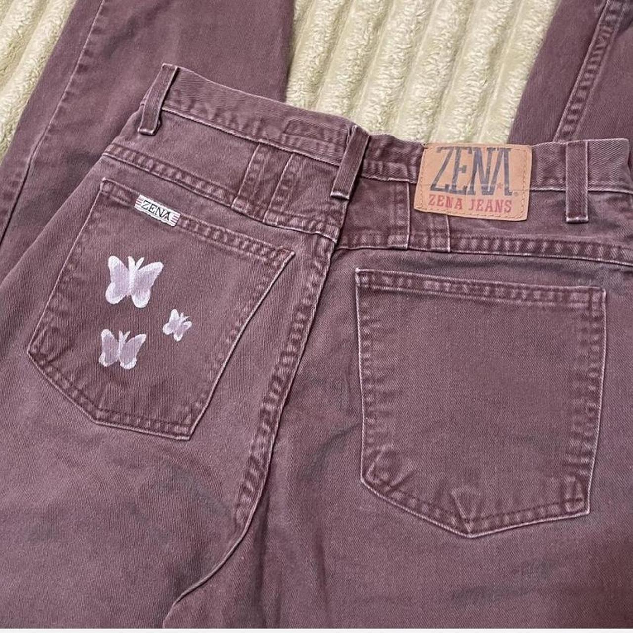 zena straight leg brown pants w/ hand painted... | Depop